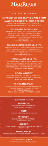 Menus - Mad River Distillers